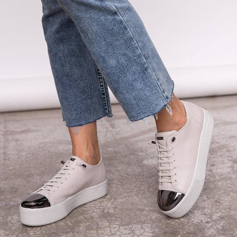 Ladies Genuine Leather Platform Sneakers | Lace Up | "Shaka" - B Grade ...